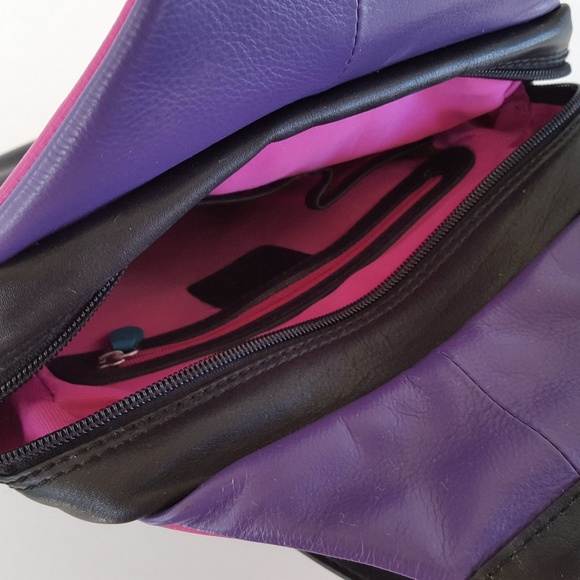 Ili New York | Bags | Ili Mini Backpack Purse Leather Colorblock Sling ...